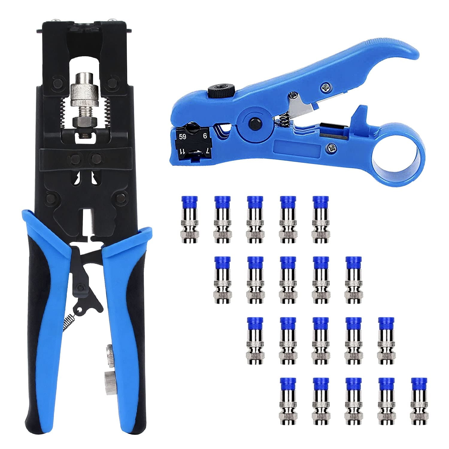 Delgada Multifunctional Coax Compression Connector Crimper Kit with 20 ...