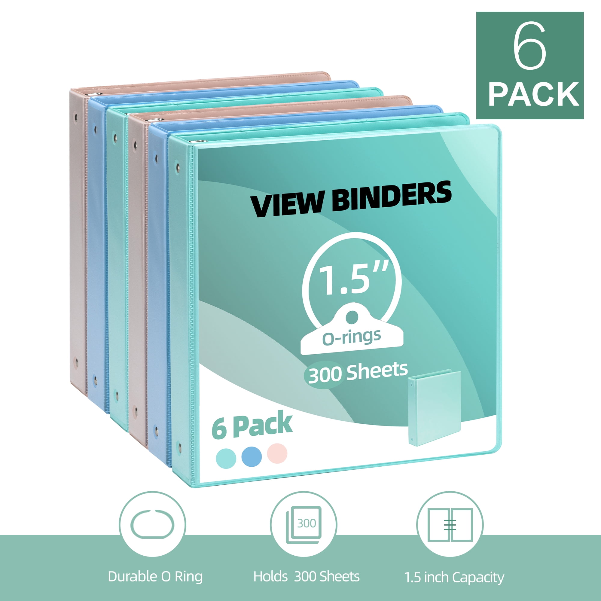Deli 3 Ring Binders,1.5" Economy Round Ring View Binders with 2 ...