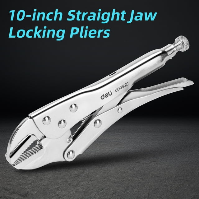 Deli 10-inch Straight Jaw Locking Pliers with Wire Cutter and ...