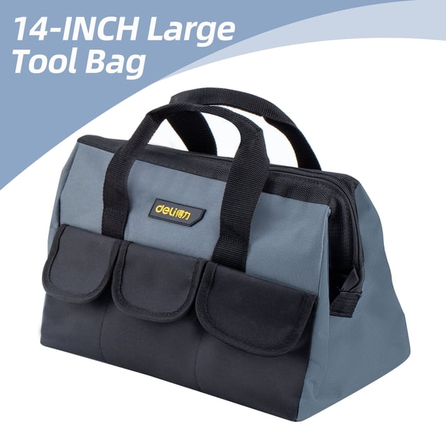 Deli 14-inch Heavy Duty Contractor Tool Bag ,Large Capacity Oxford Bag ...