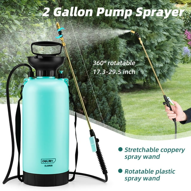 Deli 2-Gallon Pump Pressure Sprayer, Pressurized Lawn & Garden Water ...