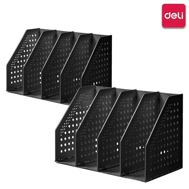 Deli 2 Pcs Collapsible Magazine File Holder 4 Vertical Compartment ...