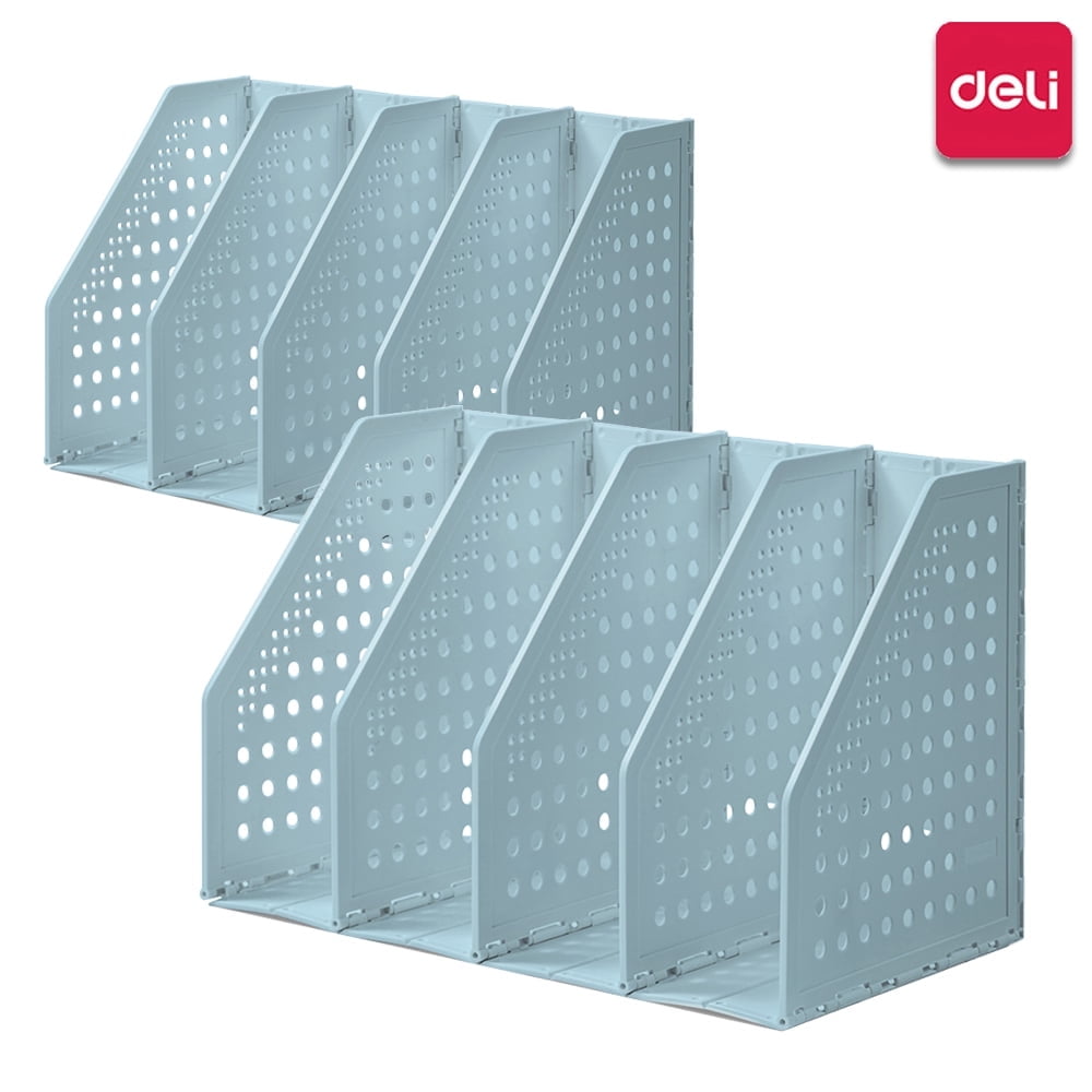 Deli 2 Pcs Collapsible Magazine File Holder 4 Vertical Compartment ...