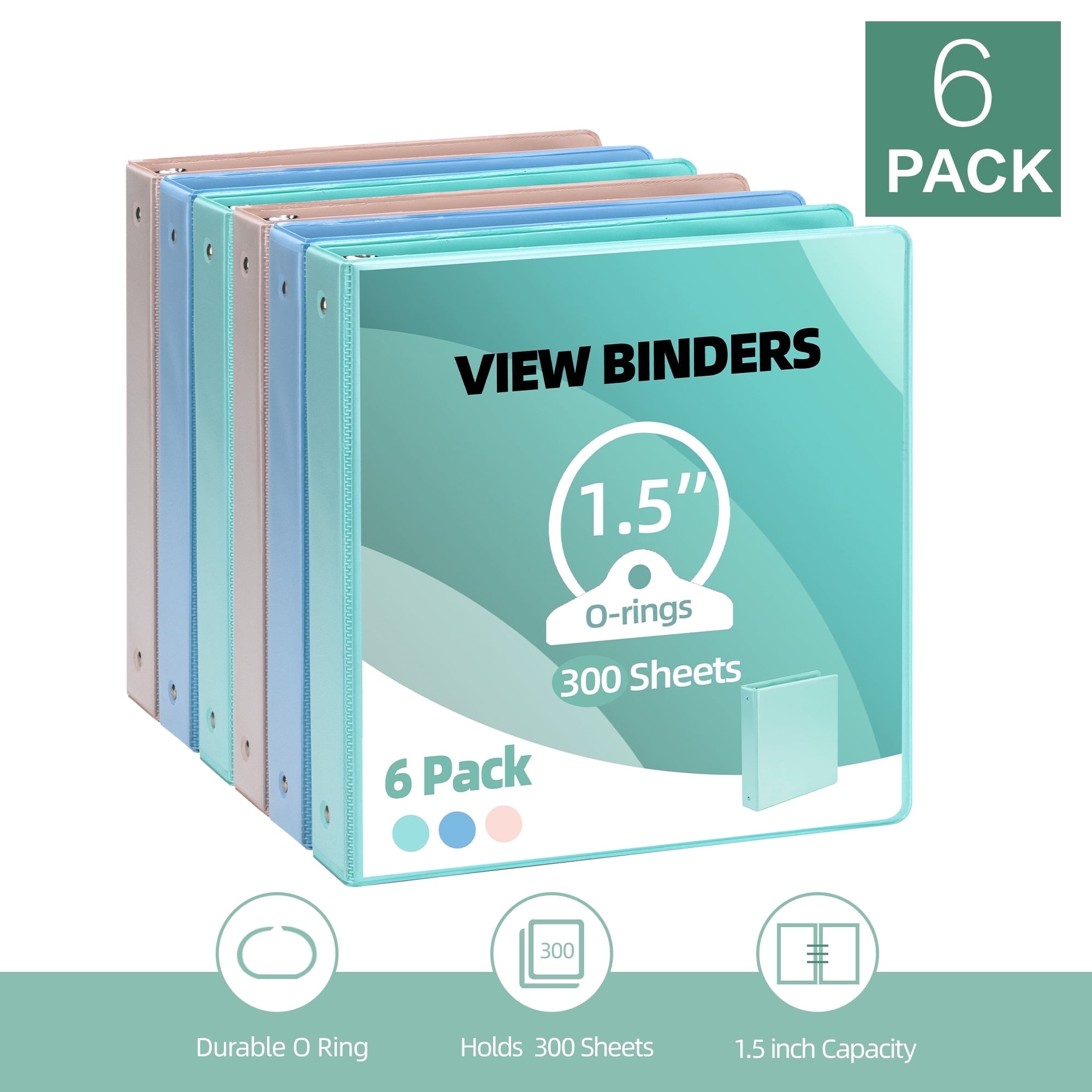 Deli 3 Ring Binders,1.5" Economy Round Ring View Binders with 2 ...