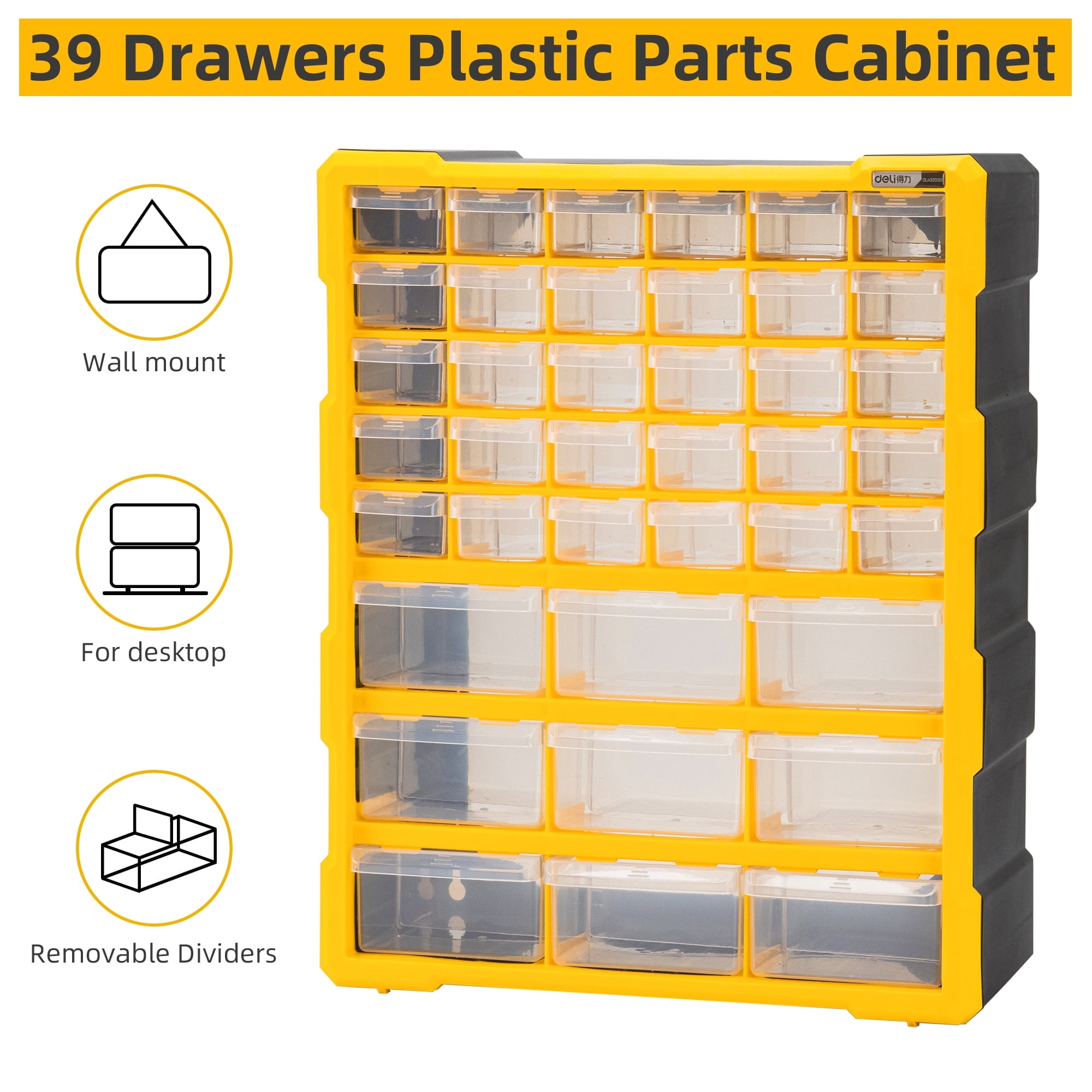 Deli 39 Drawers Plastic Parts Storage Cabinet, Compartment Hardware ...