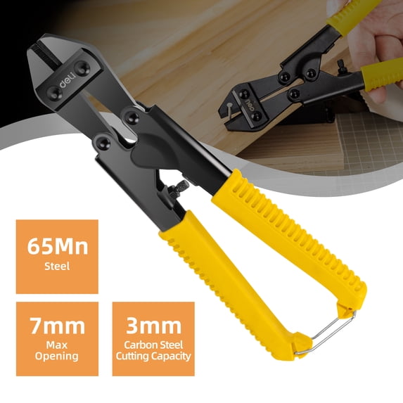 Deli 8-Inch Mini Bolt Cutter, Small Heavy Duty Wire Cutter, with ...