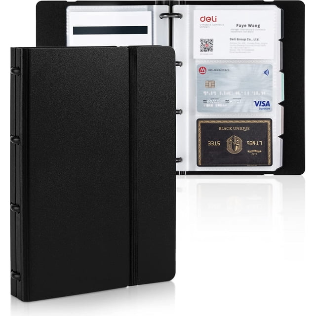 Deli 180-Card Holder, Portable Business Card Book, Sleek Black ...