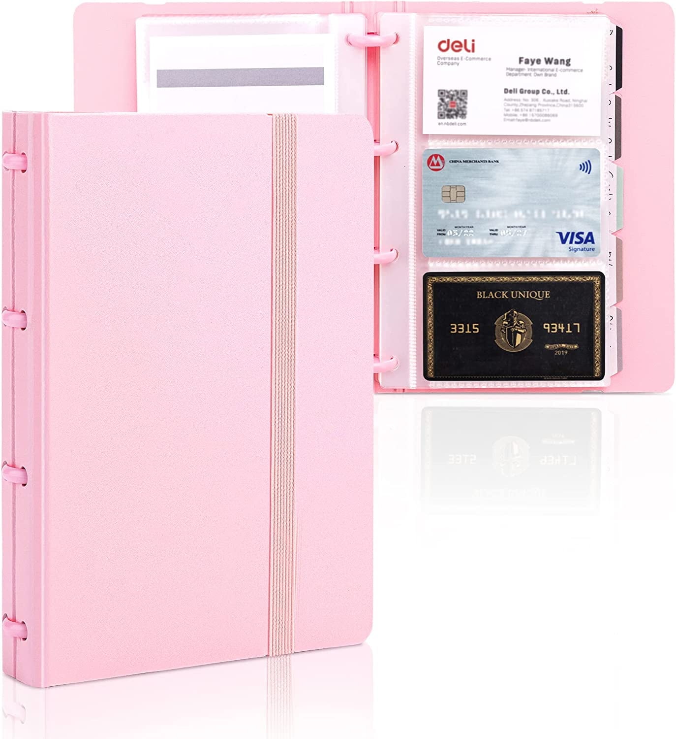 Deli Pink Business Card Holder Organizer for Women Holds 180 Cards with ...