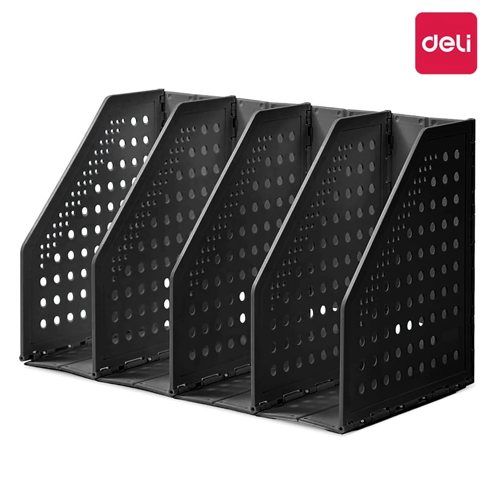 Deli Collapsible Magazine File Holder 4 Vertical Compartment Binder ...