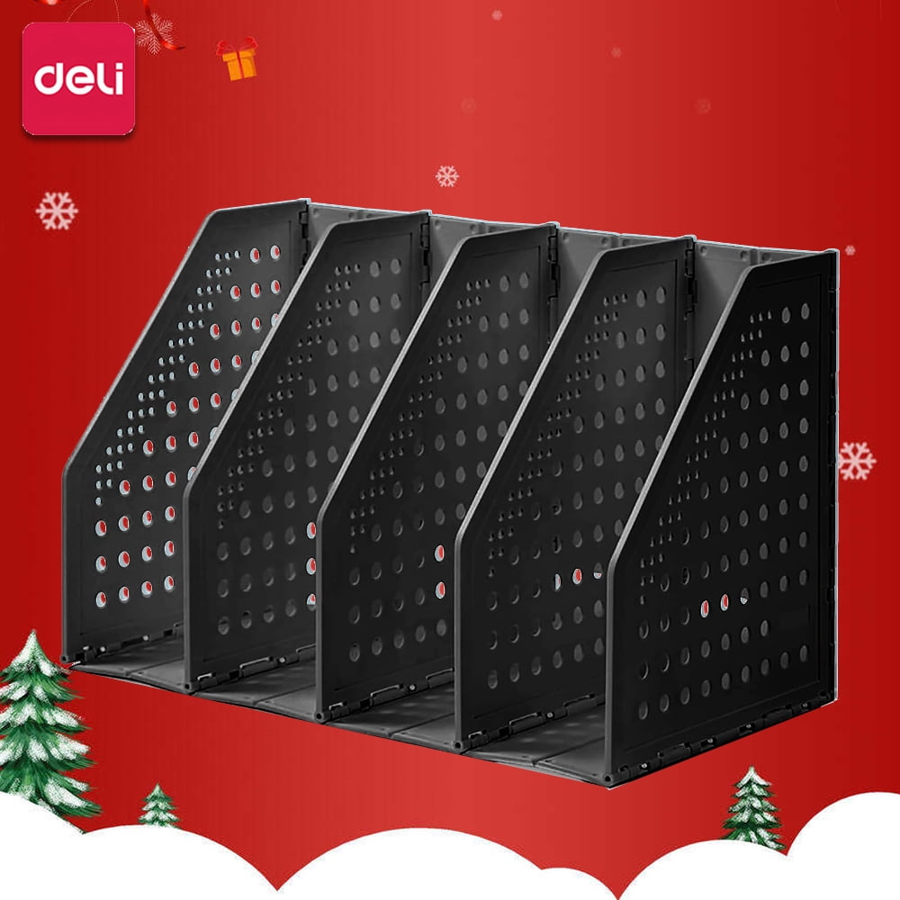 Deli Collapsible Magazine File Holder 4 Vertical Compartment Binder ...