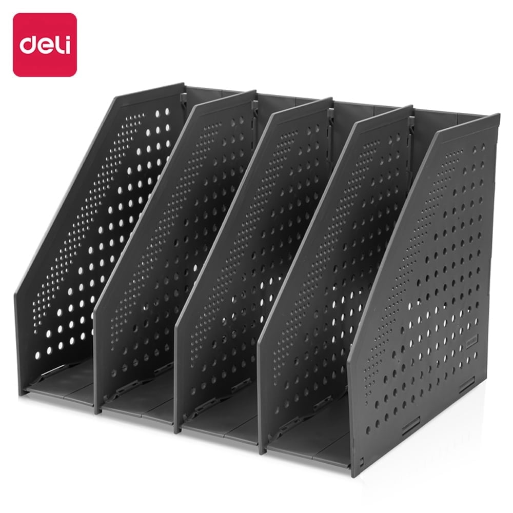Deli Collapsible Magazine File Holder 4 Vertical Compartment Binder ...