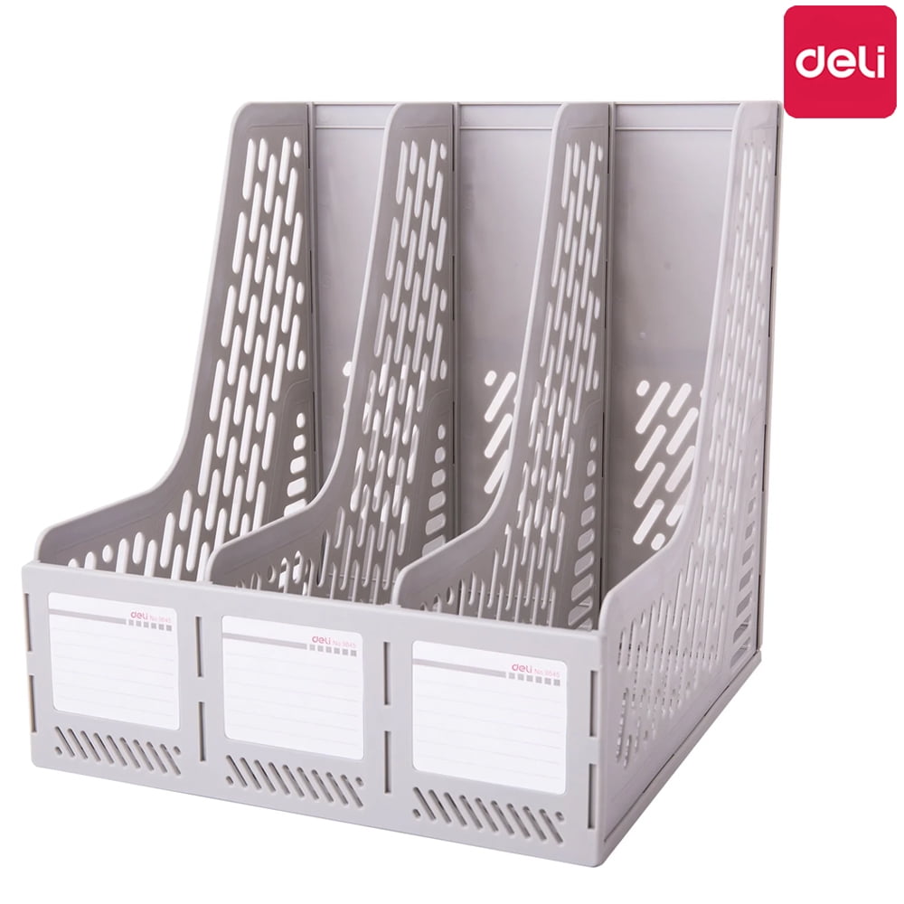 Deli Collapsible Magazine File Holder 4 Vertical Compartment Binder ...