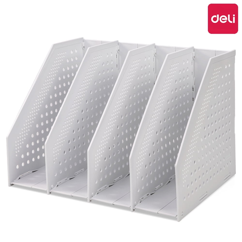 Deli Collapsible Magazine File Holder 4 Vertical Compartment Binder ...