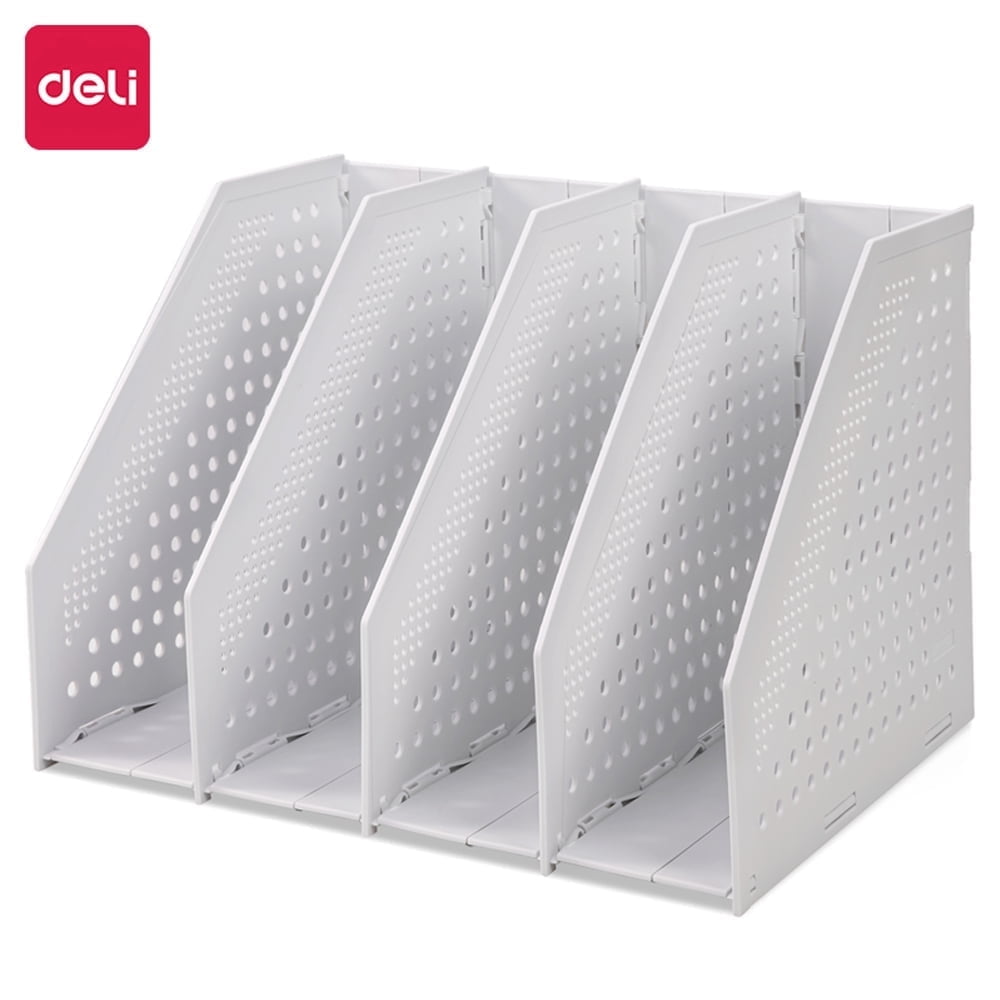 Deli Collapsible Magazine File Holder 4 Vertical Compartment Binder ...