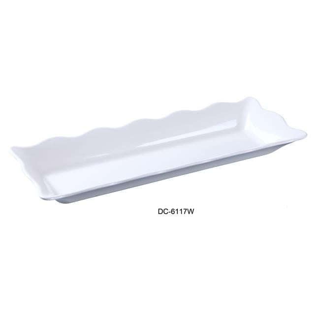 Deli Collection Scallop Edged Display Tray - Melamine, White - 17.5 x 6 ...