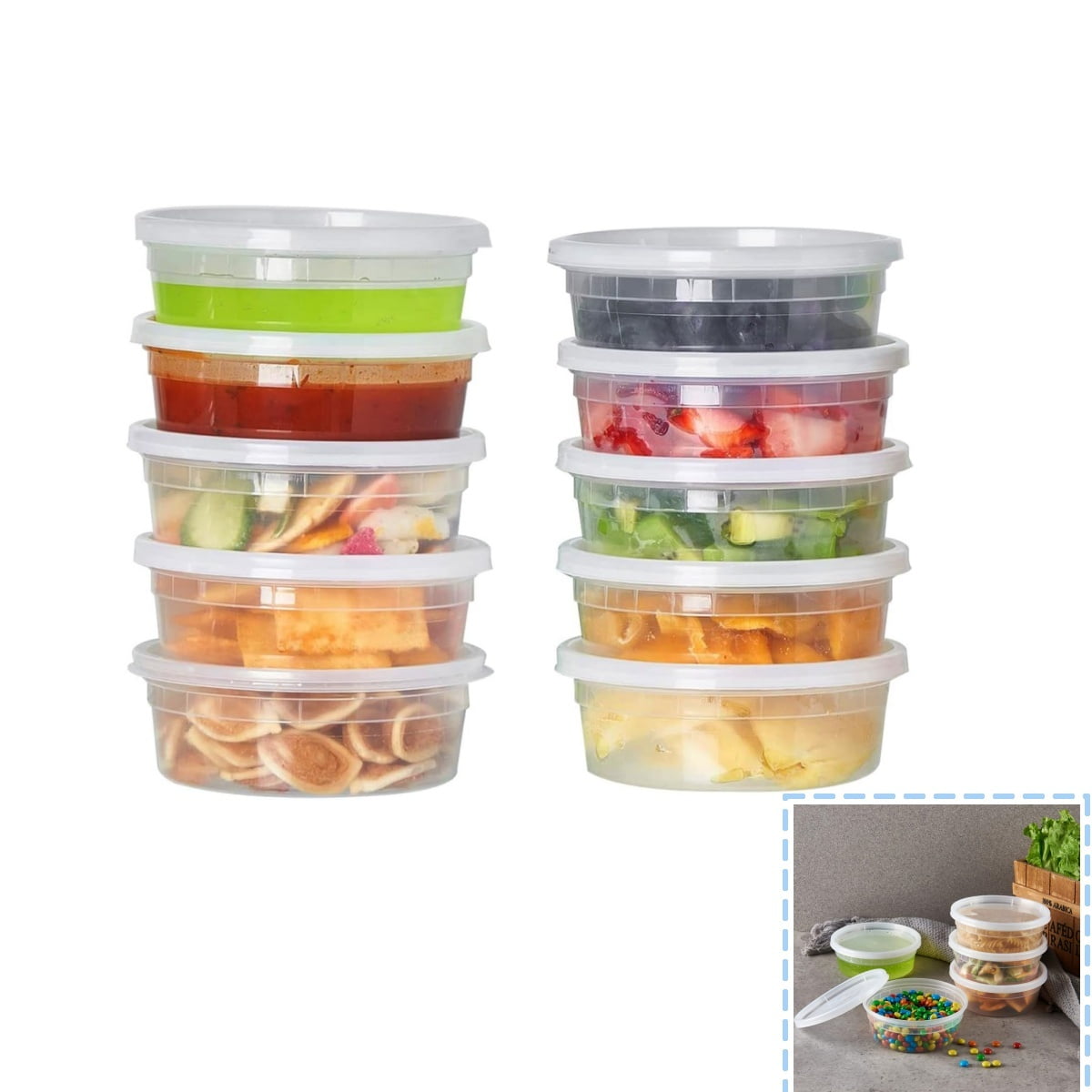 Deli Containers,12 Pack Plastic Clear Food Storage Container,QZS ...
