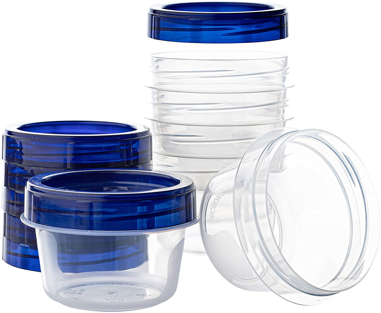 Deli Containers Clear bottom With blue Top Twist on Lids Reusable ...