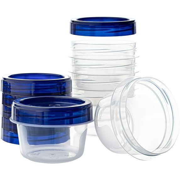 Deli Containers Clear bottom With blue Top Twist on Lids Reusable ...