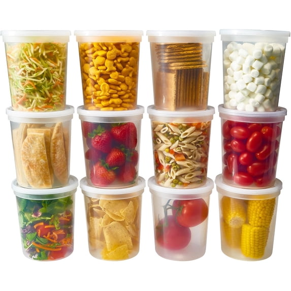 Deli Containers with Lids 12 oz. Leakproof 40 Pack BPA-Free Plastic ...