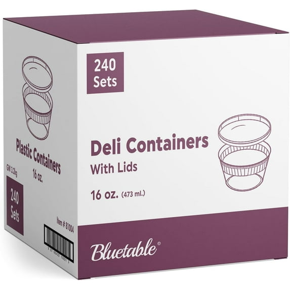 Deli Containers with Lids 16 oz Pint (240 Pack) Bulk Case – Plastic ...