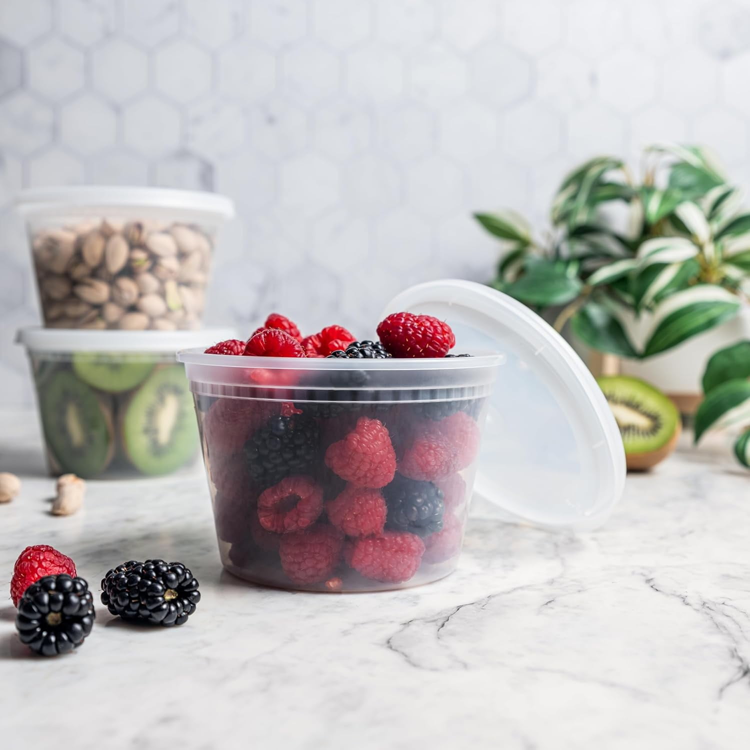 Deli Containers with Lids 16 oz Pint (240 Pack) Bulk Case – Plastic ...