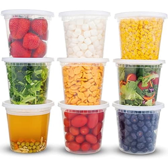 Deli Containers with Lids 24oz. Leakproof 30 Sets BPA-Free Plastic Food ...