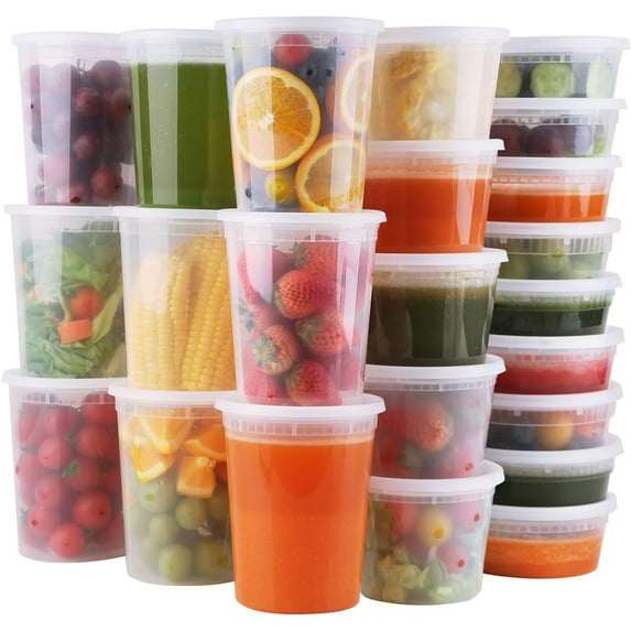 Deli Containers With Lids 48 Sets - Disposable Soup Container 8oz, 16oz ...