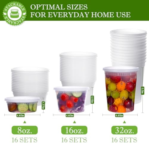 Deli Containers with Lids 48 Sets - Soup Containers with Lids 8oz, 16oz ...