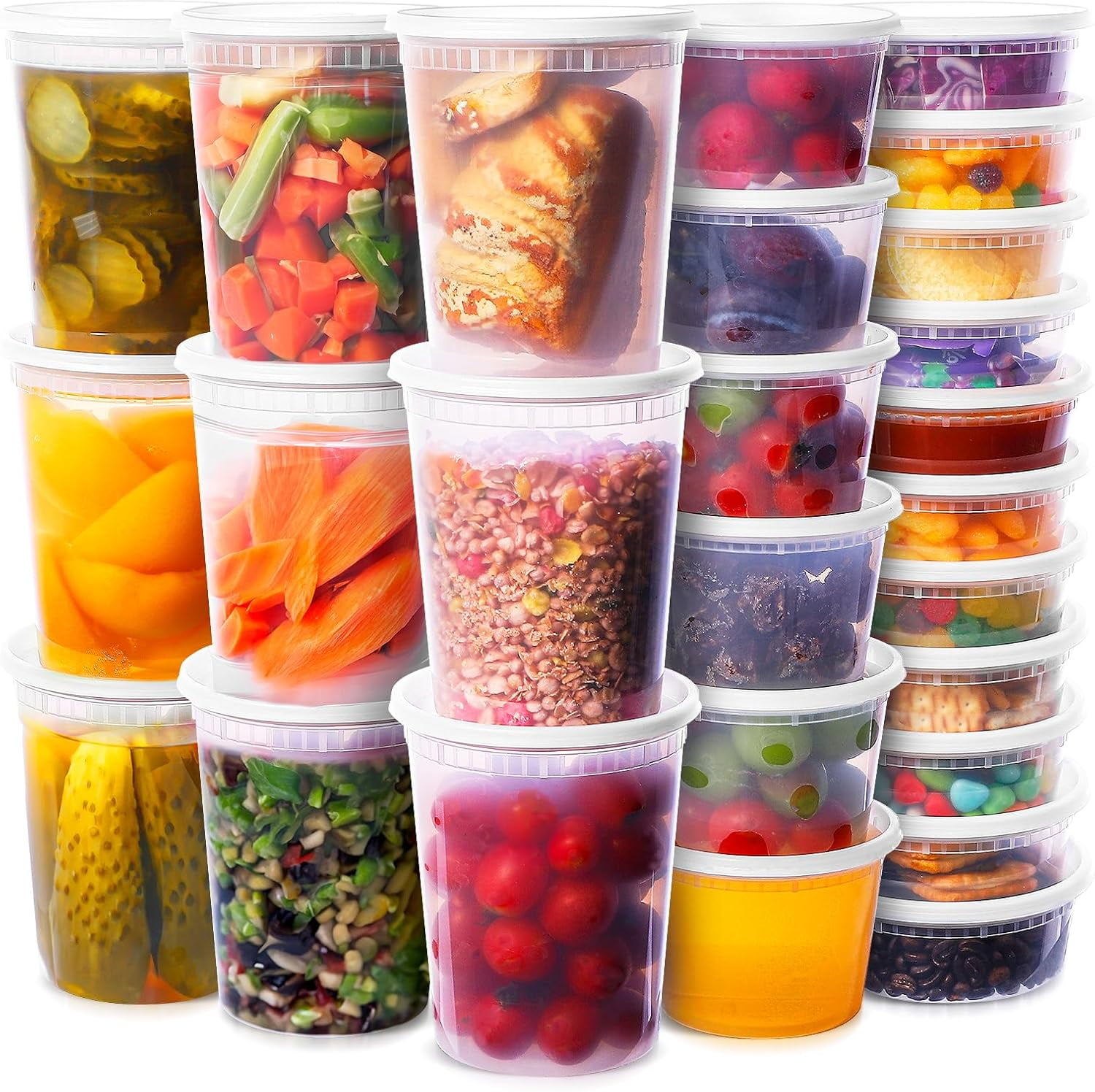 Deli Containers with Lids 48 Sets - Soup Containers 8oz, 16oz, 32oz ...