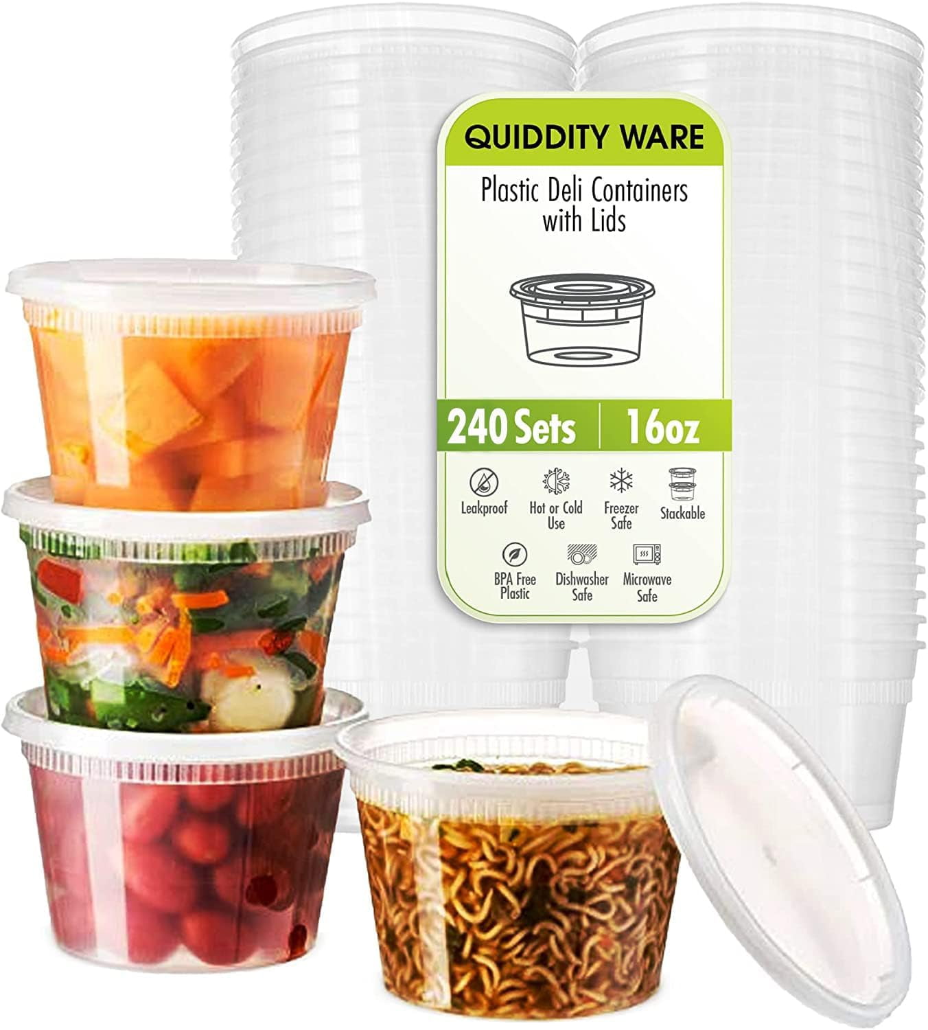 Deli Containers with Lids Leakproof - 240 Pack BPA-Free Plastic ...