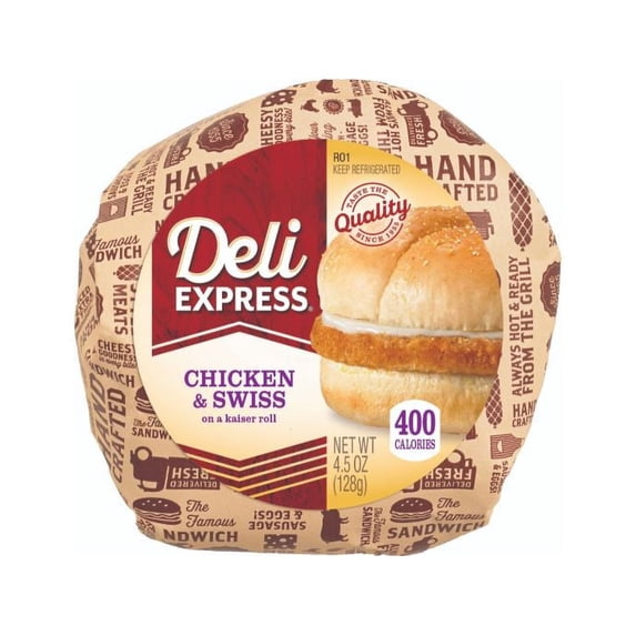 Deli Express Hot To Go Chicken & Swiss 4.5oz (PACK OF 12) - Walmart.com