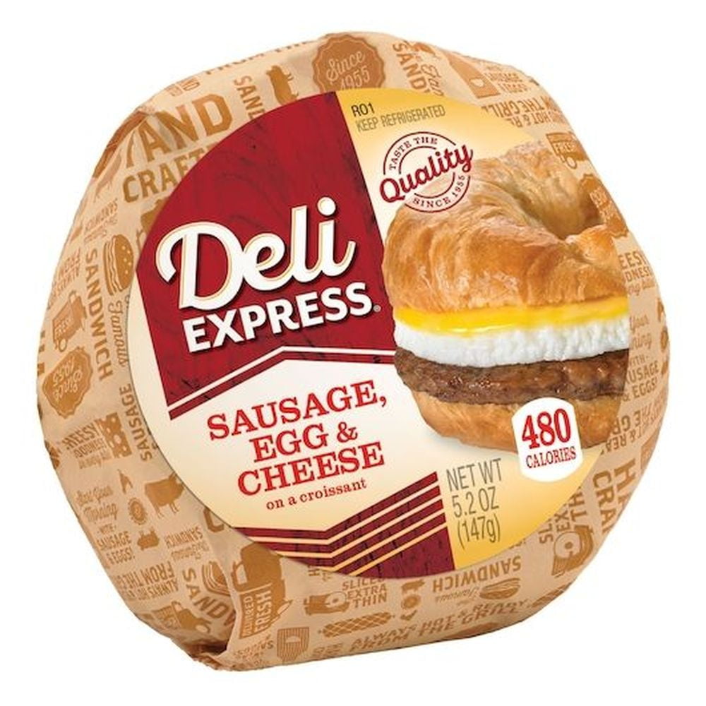 Deli Express Hot To Go Sausage Egg and Cheese Croissant, 5 Ounce -- 10 ...