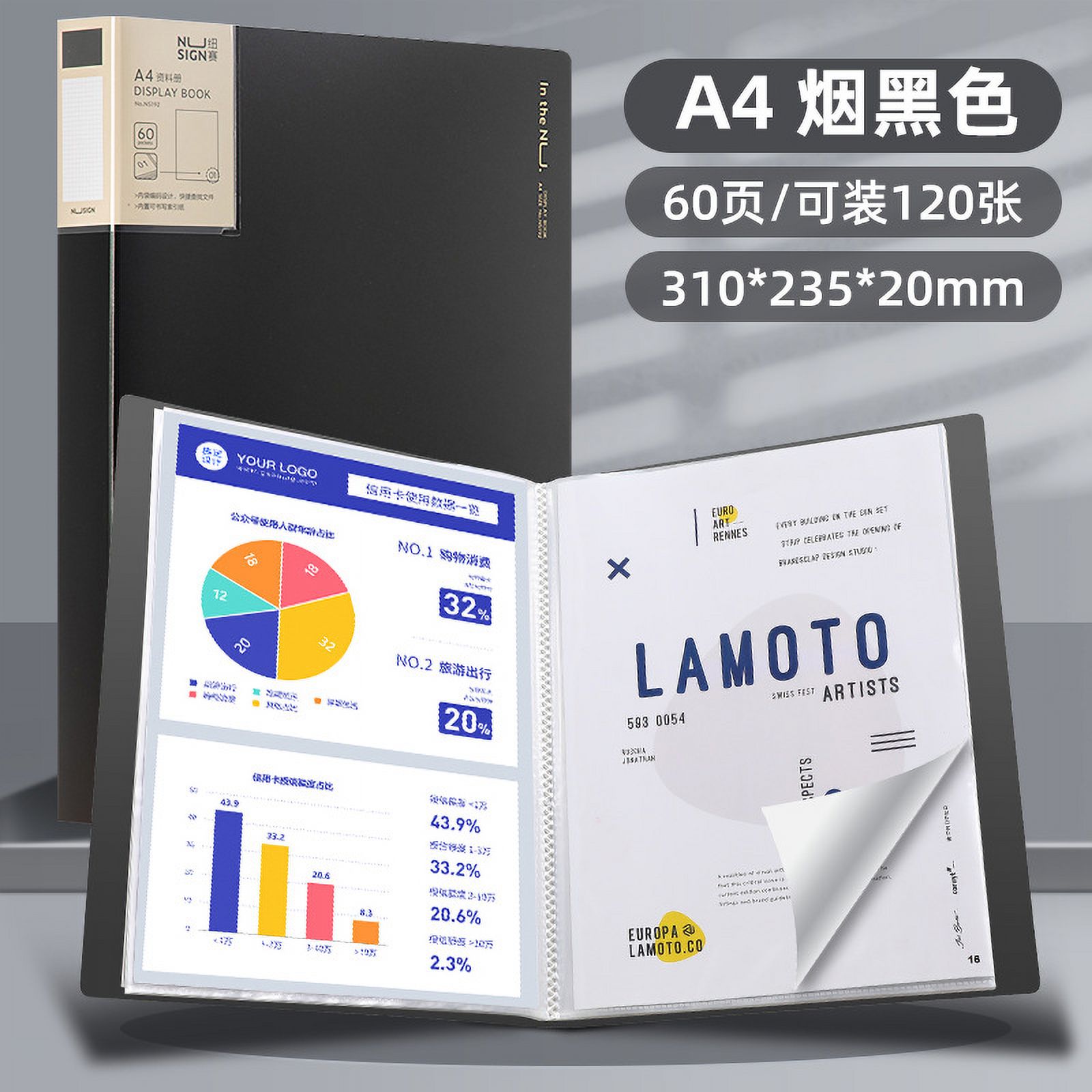 Deli Folder Insert Transparent Data Book Spectrum Folder A4 Storage ...