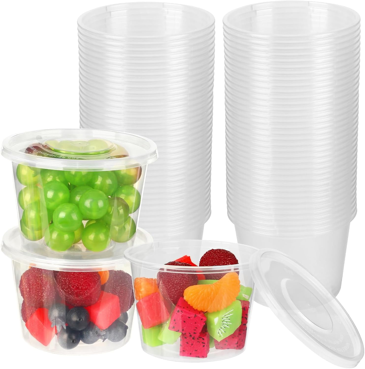 Deli Food Containers with Lids 12 oz, 40 Sets Food Storage Plastic ...
