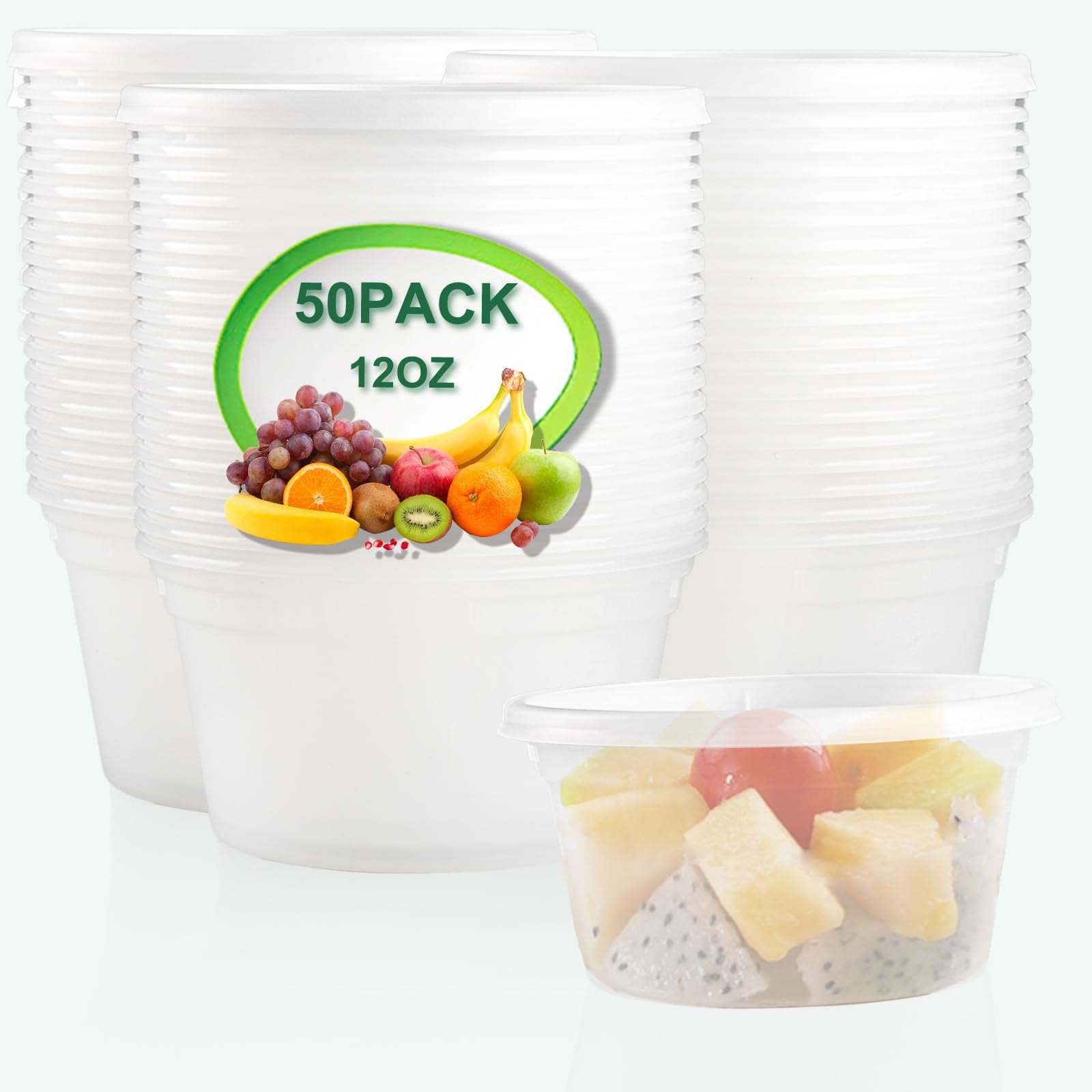 Deli Food Containers with Lids 12 oz-50 Pack Meal Prep Containers Food ...