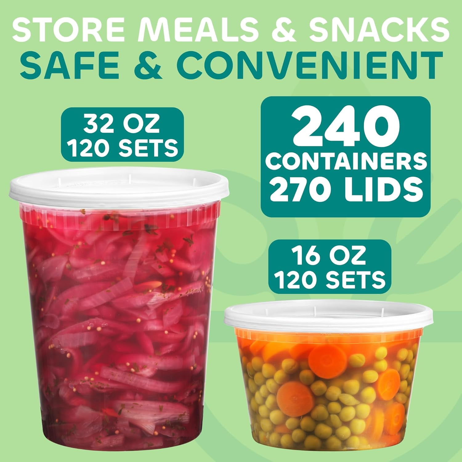 Deli Food Containers with Lids - (240 Sets) Bulk Case of 120-32 Oz ...