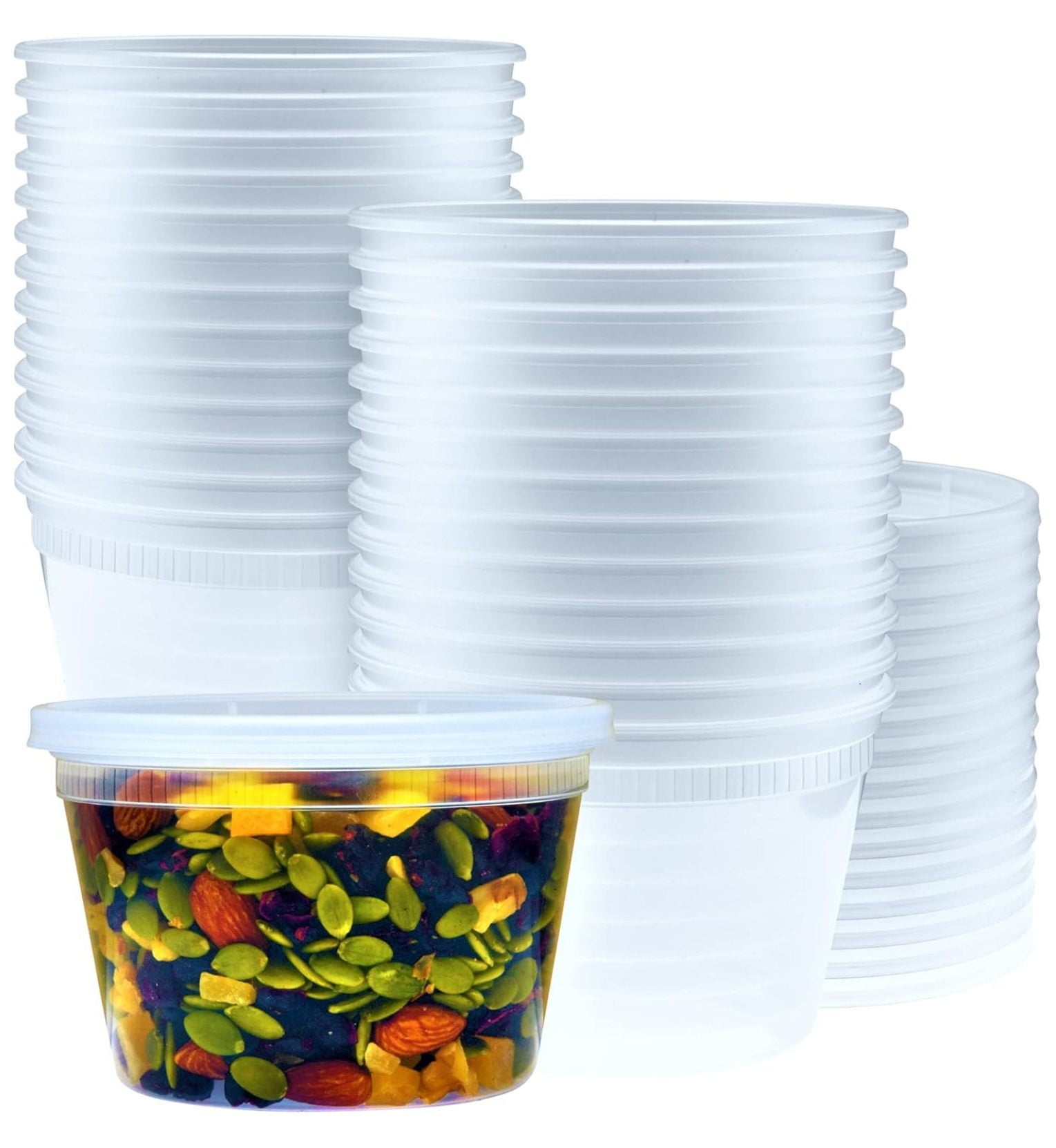 Deli Food Storage Containers with Lids [16 oz. Pack of 24] Disposable ...
