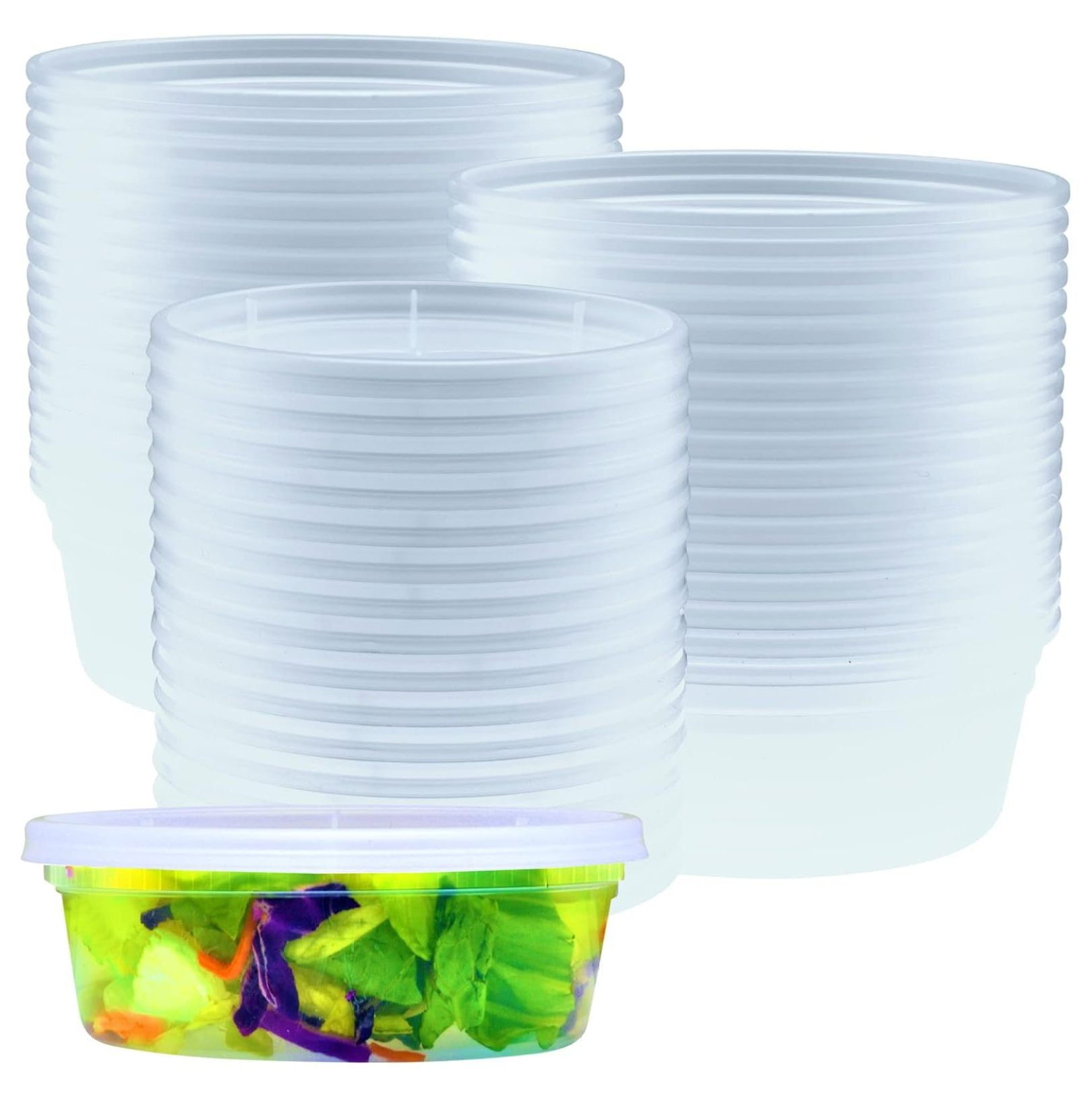 Deli Food Storage Containers with Lids [8 oz. Pack of 24] Disposable ...
