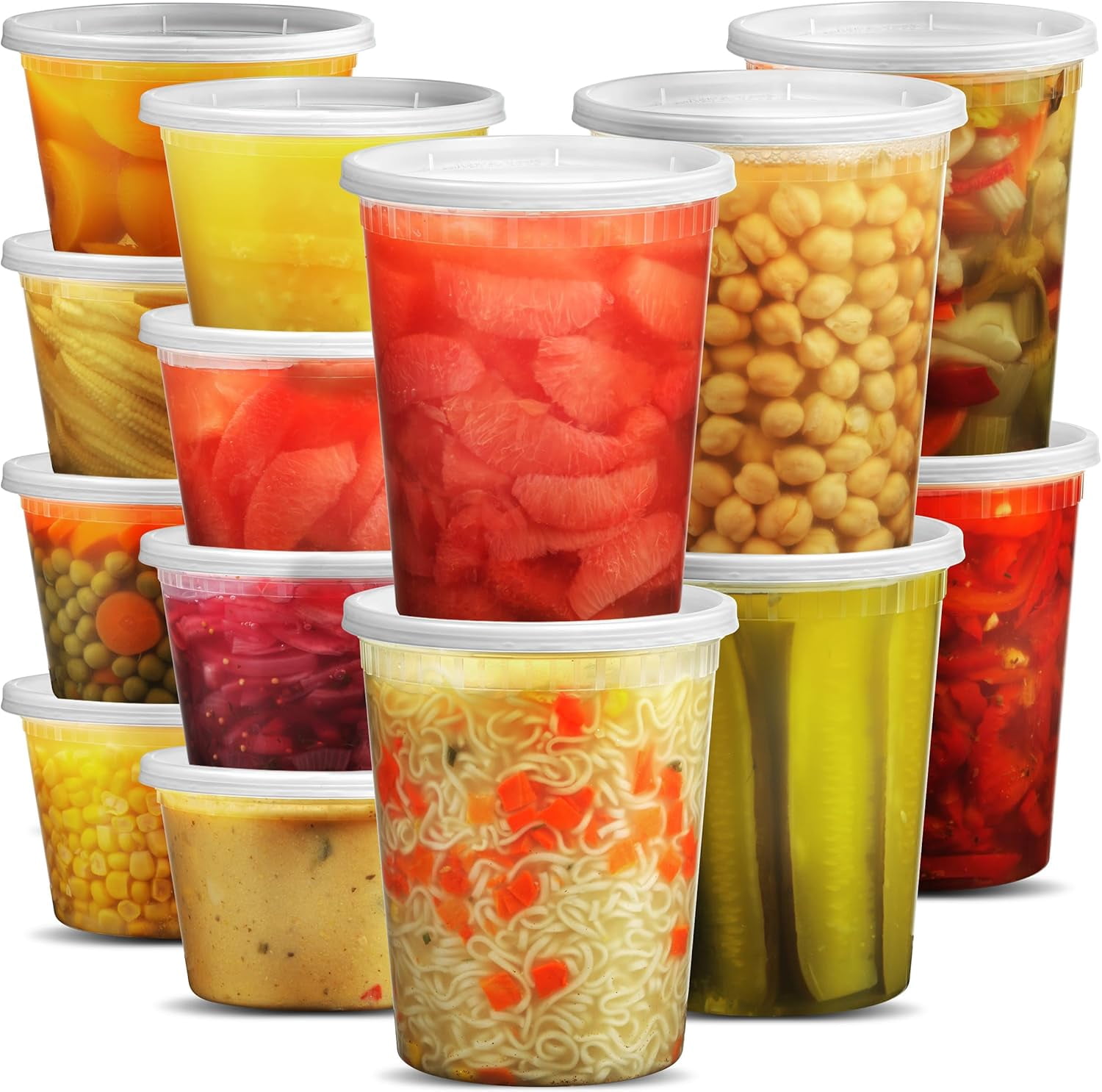 Deli Food Storage Containers with Lids - Quart Size & Pint Size Plastic ...