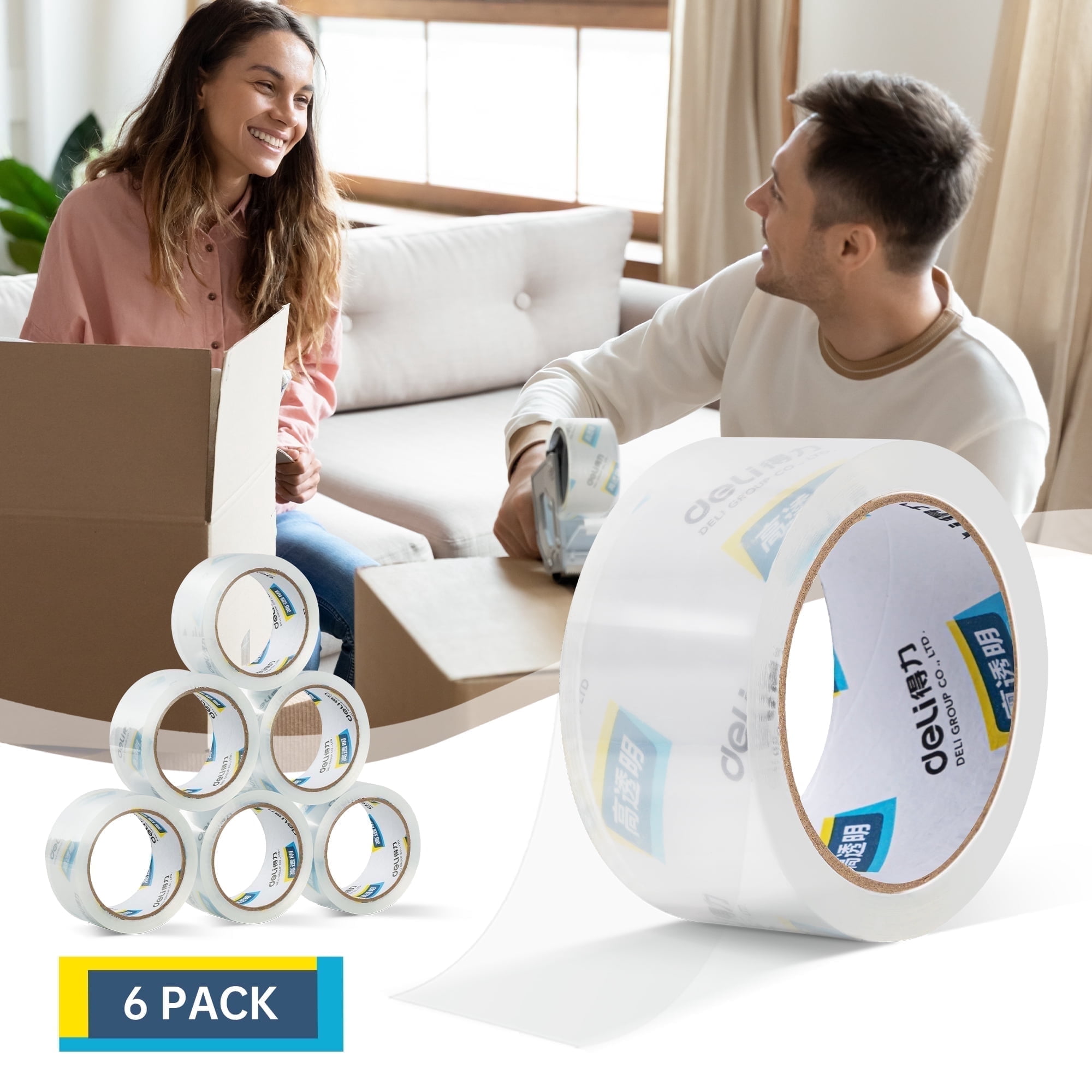 Deli Packing Tape, 1.88 in x 60 yd, Clear, Heavy Duty, Long-Lasting, 6 ...