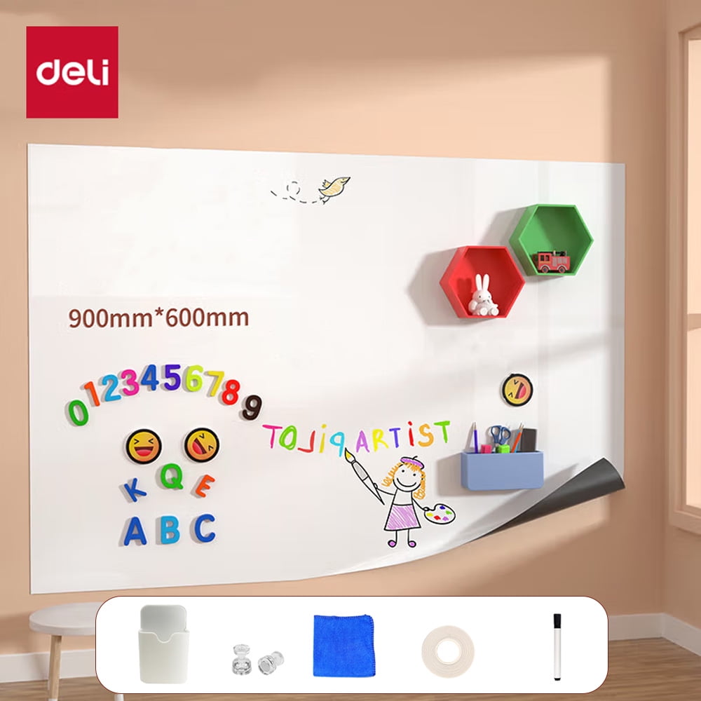 Deli Magnetic Dry Erase Whiteboard, 23.62" x 35.43", Magnetic Dry Erase ...