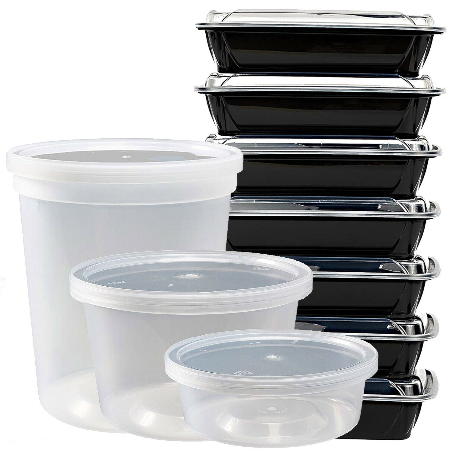 Deli & Meal Prep Food Containers with Lids, Reusable Microwavable ...
