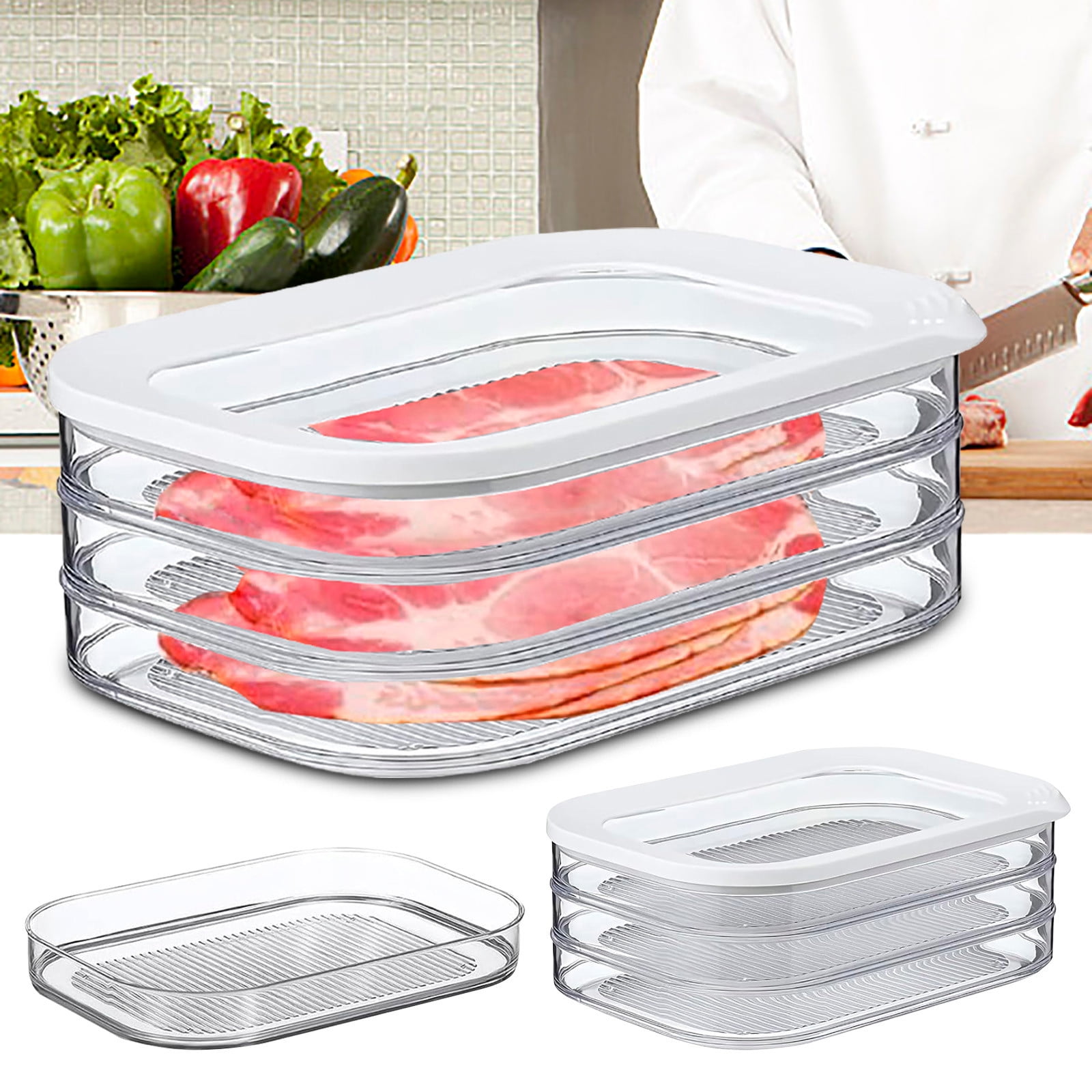 Deli Meat Container for Fridge, 2024 New Bacon Lunch Meat Container ...