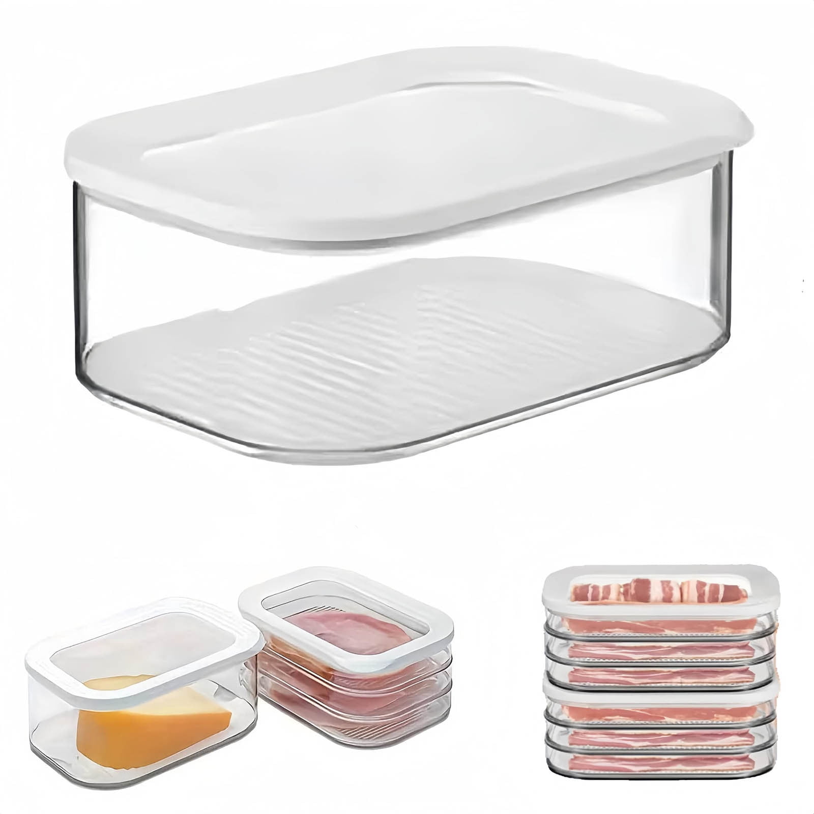 Deli Meat Container for Fridge, Bacon 3-piece Lunch Meal Container for ...