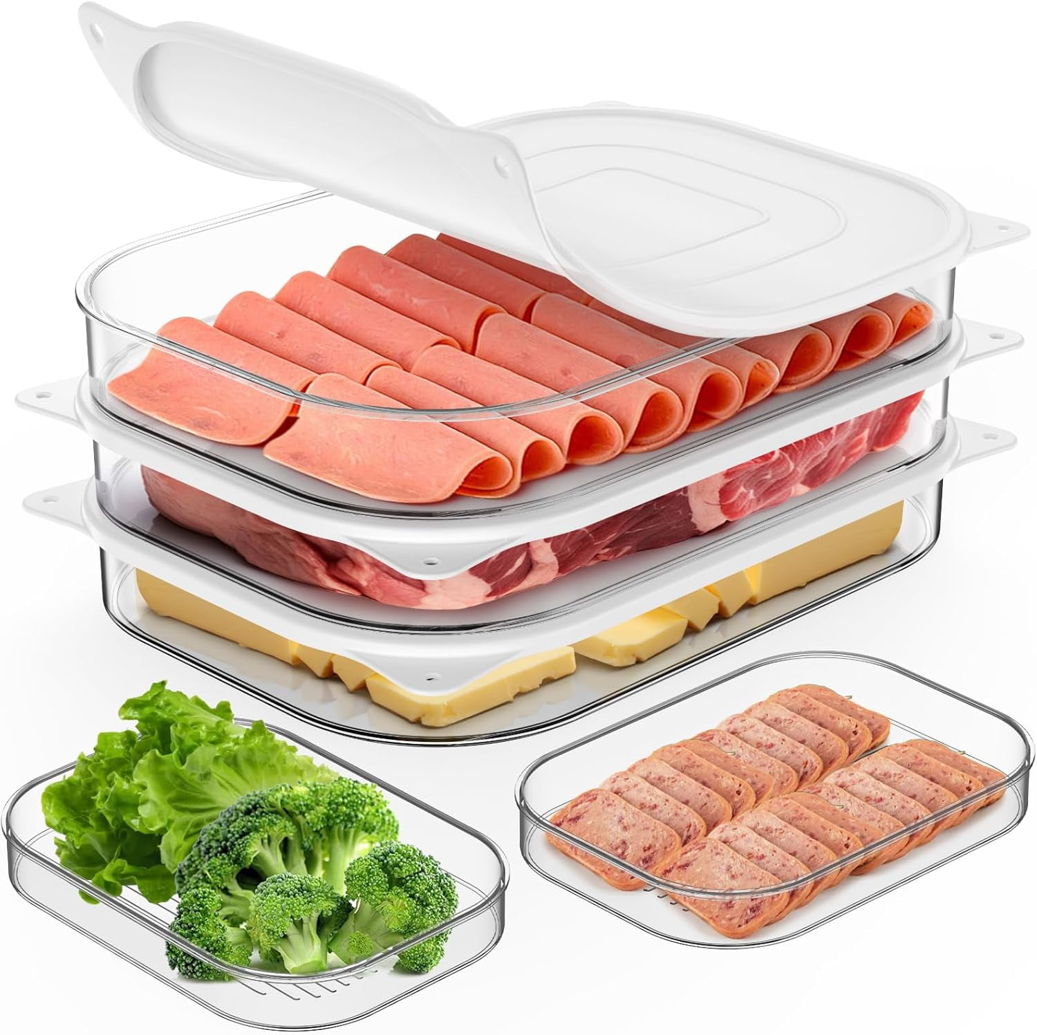 Deli Meat Container for Fridge,Bacon Lunch Meat Container for ...