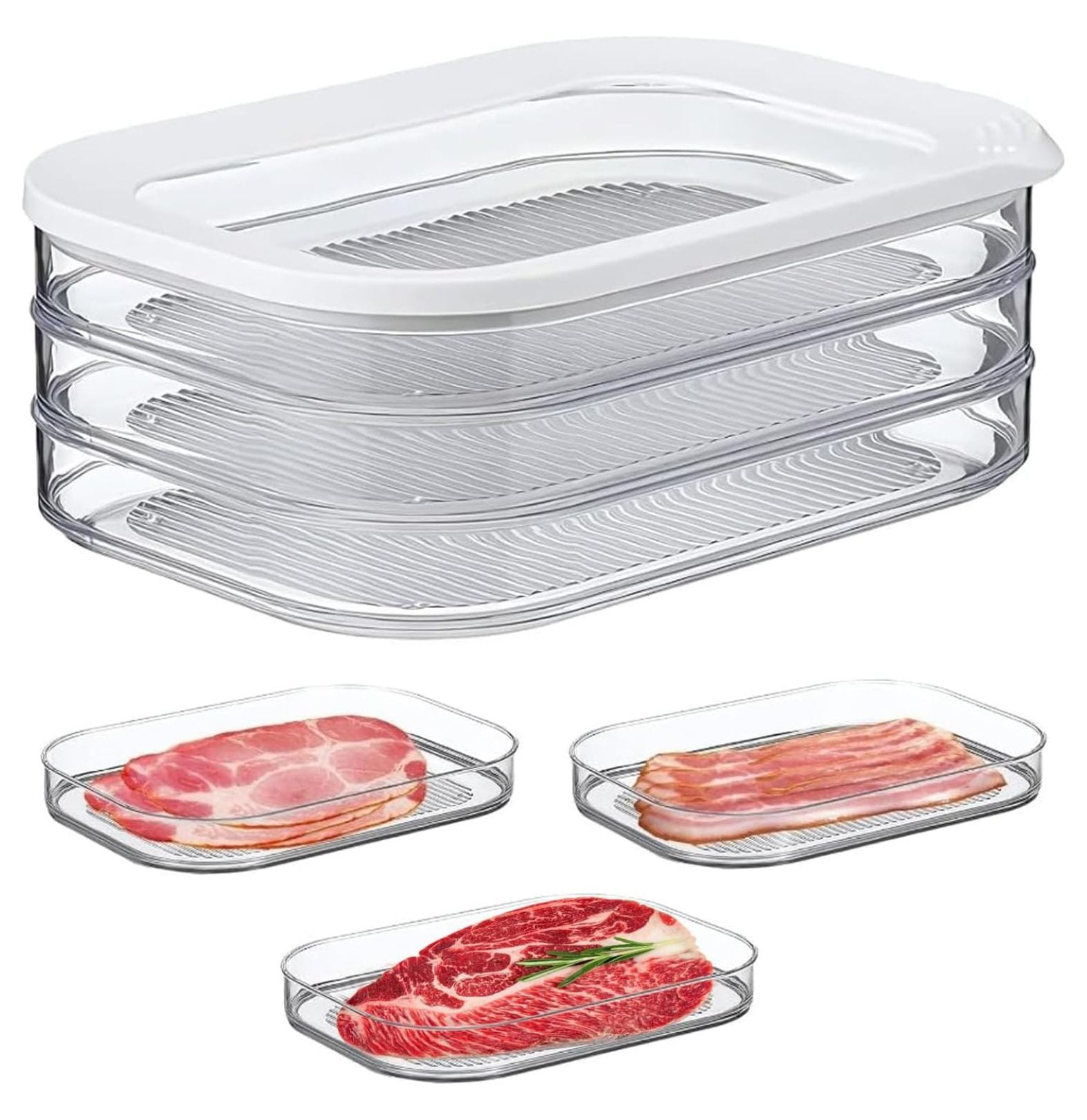 Deli Meat Container for Fridge,Bacon Lunch Meat Container for ...