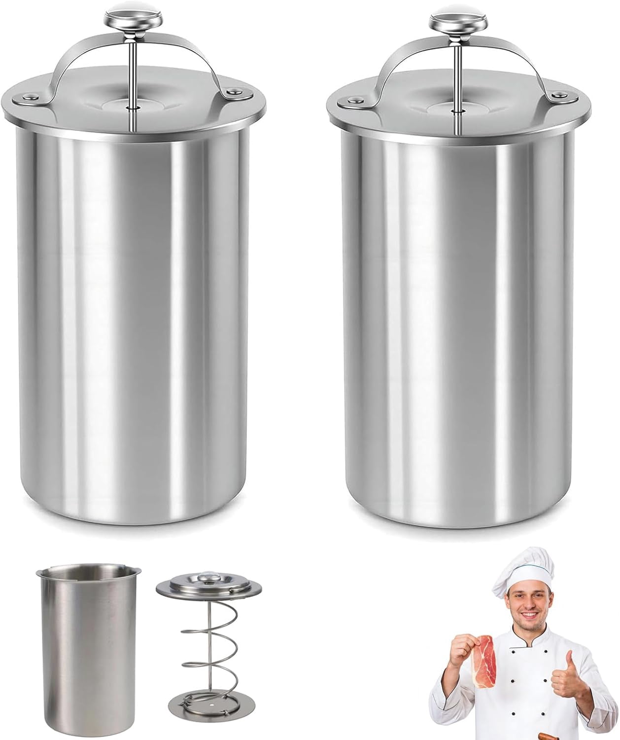 Deli Meat Press Stainless Steel, Ham Maker with Thermometer, Deli Meat ...