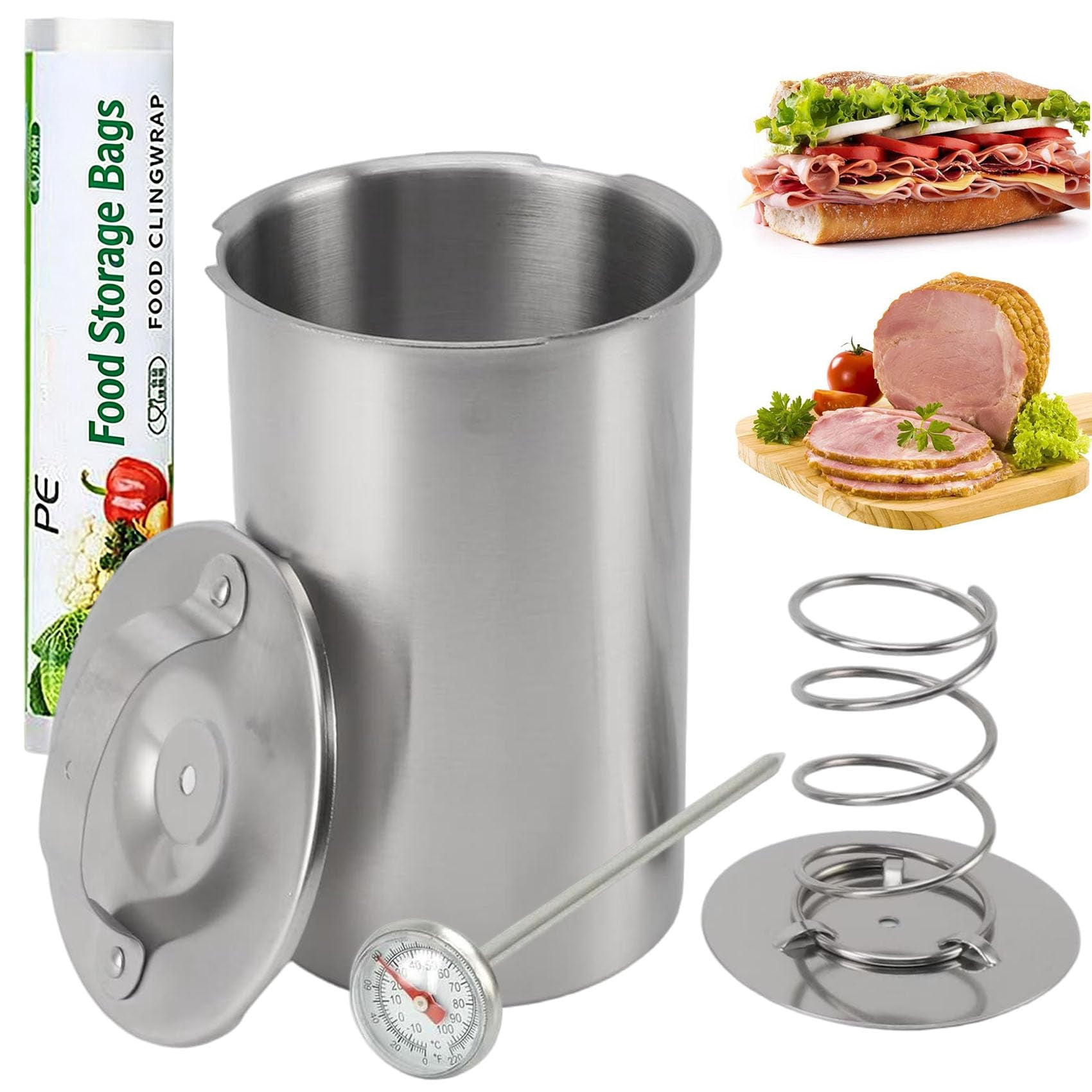 Deli Meat Press Stainless Steel, Homemade Ham Maker Meat Press Tool ...