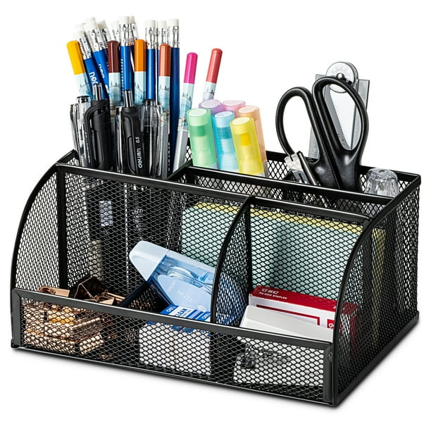 Deli Mesh Desktop Organizer Office Supplies, 7 Compartments, Black ...