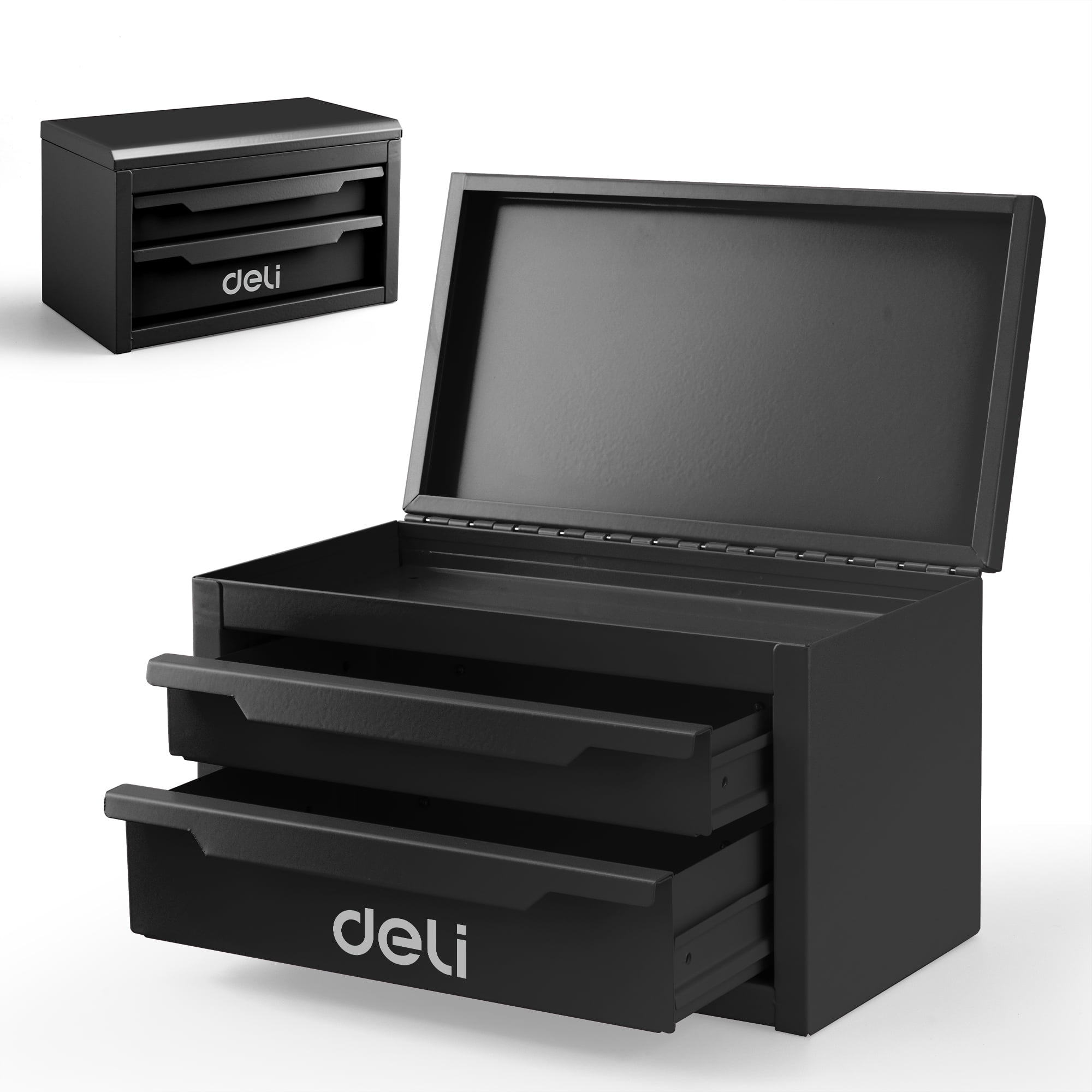 Deli Mini Metal Tool Box,Portable Tool Organizers with 2 Drawers and ...